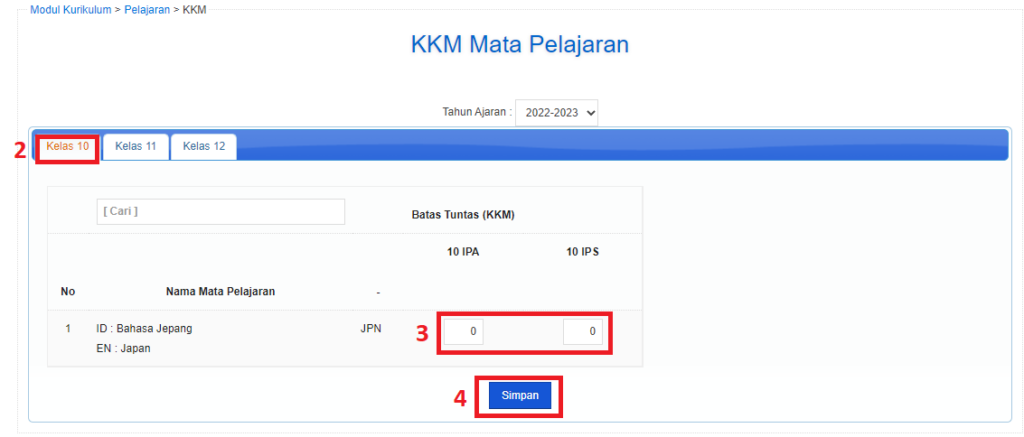Setting KKM – SISKO DOCS
