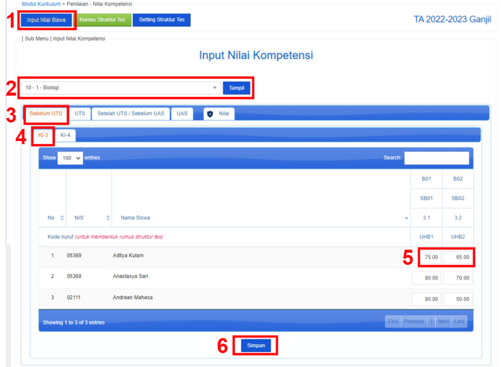 Input Nilai Siswa – SISKO DOCS